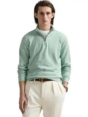 Polo Ralph Lauren Luxury Double Knit Jacquard Quarter Zip Pullover - Green