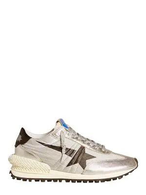 GOLDEN GOOSE Running Marathon Metallic Star Sneakers - Silver / Black