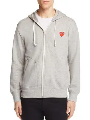 Play Comme Des Garcon Zip Hoodie Sweatshirt - Gray