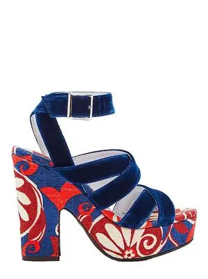 La DoubleJ Medal Wedge Sandal - Moonflower Navy