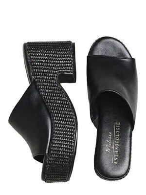 Matisse Platform Heeled Sandals - Black / Black Raffia