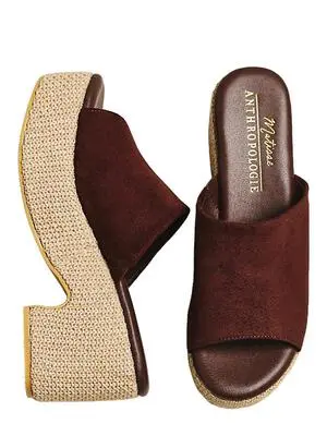 Matisse Platform Heeled Sandals - Brown Suede / Raffia