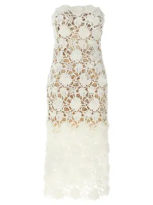 Ermanno Scervino Macramé Lace Strapless Dress - White
