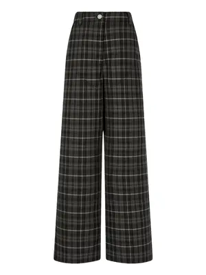 STUDIO TOMBOY Tartan Check Wide-leg Trousers - Black