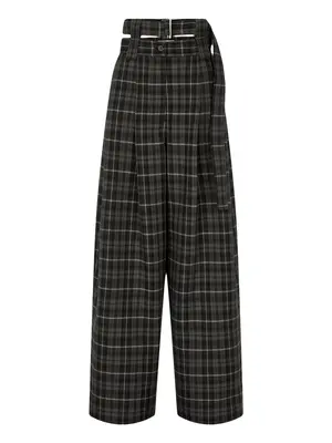 STUDIO TOMBOY Tartan Check Belted Trousers - Black