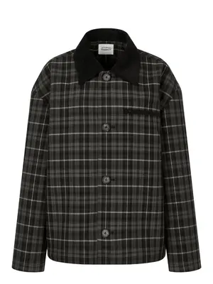 STUDIO TOMBOY Tartan Jacket With Corduroy Collar - Black
