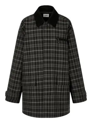 STUDIO TOMBOY Tartan Check Single-breasted Coat - Black