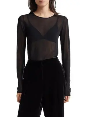 GOLDEN GOOSE Journey Sheer Knit Top - Black