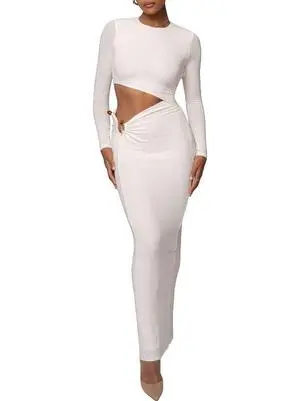 JLUXLABEL Cutout Long Sleeve Maxi Dress - White