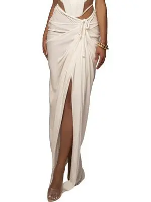 JLUXLABEL Noelia Slit Maxi Skirt - White