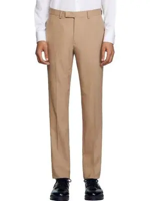 Sandro Classic Fit Wool Suit Trousers - Beige