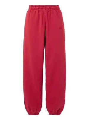 ANINE BING Karter Cotton-blend Fleece Track Pants - Red