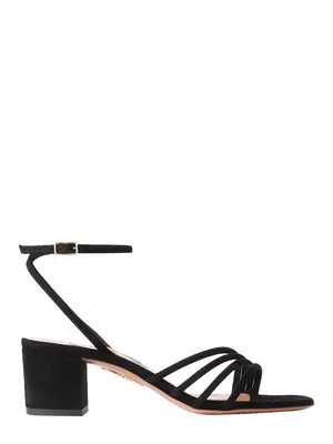 AQUAZZURA Latour 50 Suede Sandals - Black