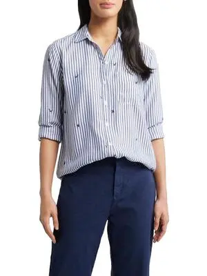 BEACHLUNCHLOUNGE Beachlunchlounge Kaylee Heart Stripe Shirt Jonathan Crew