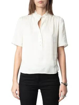 Zadig&Voltaire Zadig & Voltaire Topher Ruffle Neck Top Flake