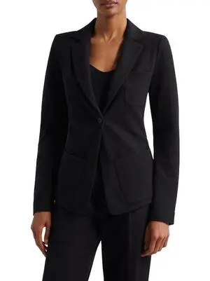Emporio Armani Stretch One-button Blazer - Solid Black