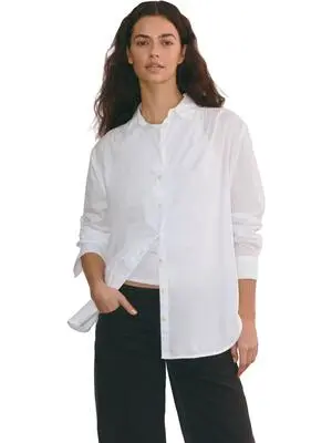 Everlane Gathered Silky Cotton Shirt - White