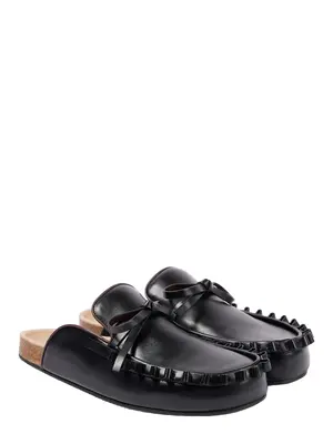 JW Anderson Ruffled Leather Mules - Black