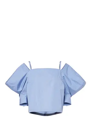 Sacai Striped Cotton Poplin Shirt - Blue