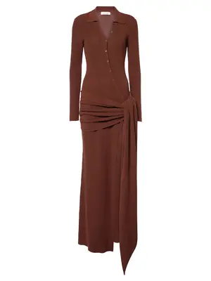 AYA MUSE Saros Draped Maxi Dress - Brown