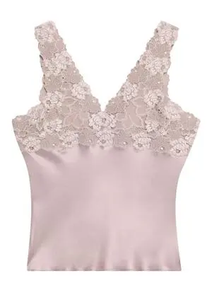 Natori Josie Natori Rose Parfait Lace & Silk Tank Light Mocha