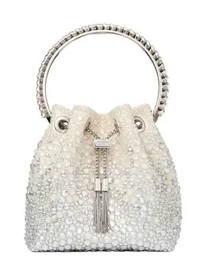 JIMMY CHOO Bon Bon Crystal-embellished Satin Bag - Neutral