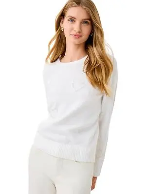 LILLY PULITZER Mandia Crewneck Sweater - Resort White Party Hearts