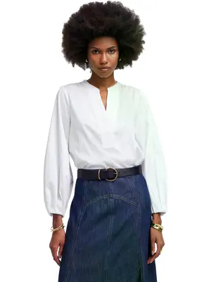 Madewell V-neck Long-sleeve Top - Eyelet White
