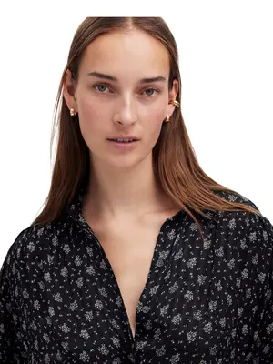 Madewell Floral Long-sleeve Button-front Top - True Black