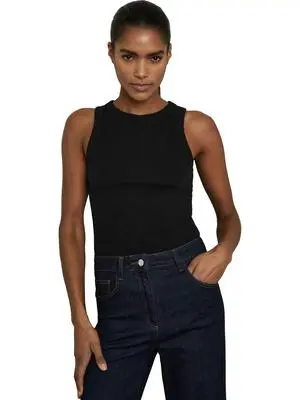 REISS Betty Stretch-cotton Racerback Vest - Black