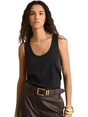 REISS Reiss Ruby Silk-Front Cami Top Black