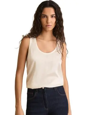 REISS Reiss Ruby Silk-Front Cami Top White