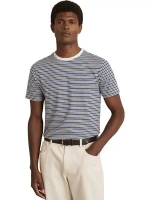 REISS Bay Mercerised-cotton Stripe T-shirt - Blue/white