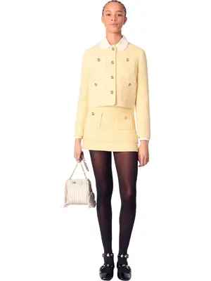 Maje Short Tweed Lurex Jacket - Yellow