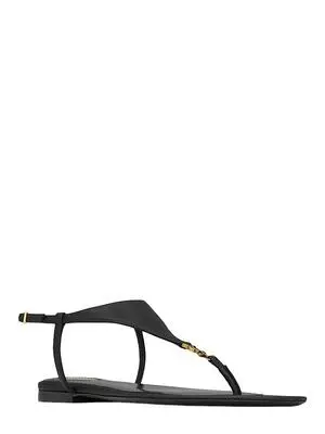 Saint Laurent Cassandra Slingback Thong Sandals Black Lambskin