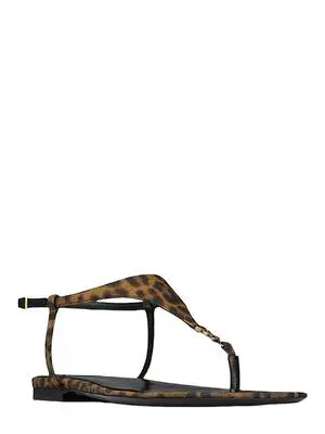 Saint Laurent Cassandra Slingback Thong Sandals Leopard