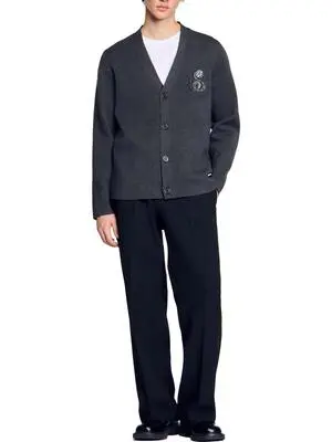 Sandro Cardigan With Snake Patch - Lime