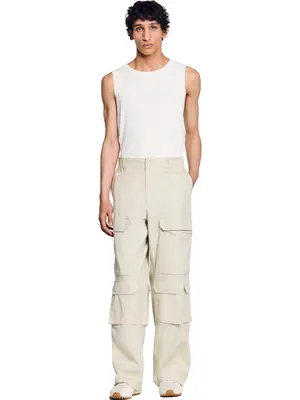 Sandro Sandro Wide-Leg Cargo Trousers Aluminum