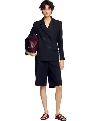 Sandro Double-breasted Suit Jacket - Black