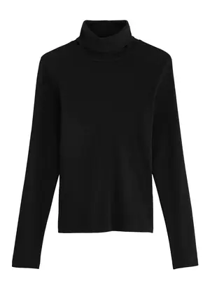 FLORE FLORE Dinah Turtleneck Cotton Top - Black