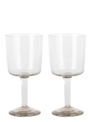 FRAMA Isle Stem Glass Set Of Two In Neutral - Light Smoke