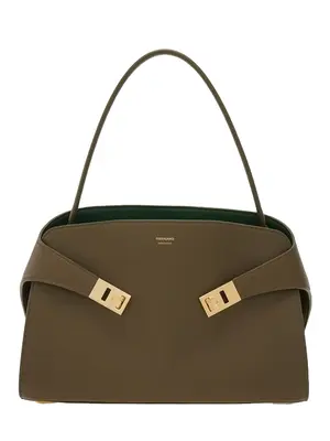 FERRAGAMO Hug Soft Bicolor Shoulder Bag - Green