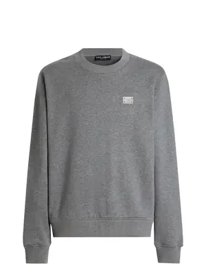 Dolce & Gabbana Cotton Jersey Sweatshirt With Branded Tag - Grey