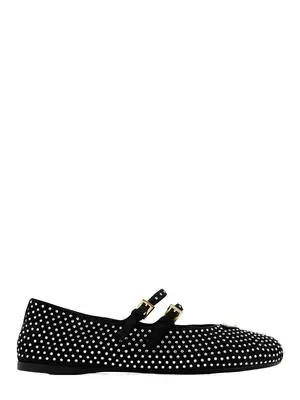Prada Crystal-embellished Suede Ballet Flats - Black
