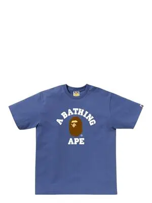 A BATHING APE College Tee Shirt - Navy Blue