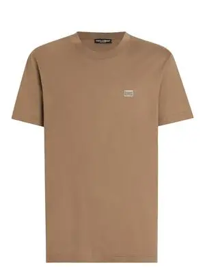 Dolce & Gabbana Logo-plaque Cotton T-shirt - Brown