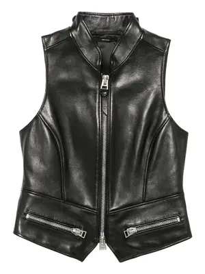 TOM FORD Leather Waistcoat - Black