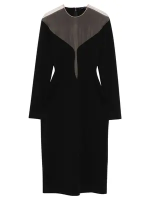 MUGLER Double-layer Midi Dress - Black