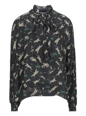 LIU •JO Floral Print Bow Blouse - Black