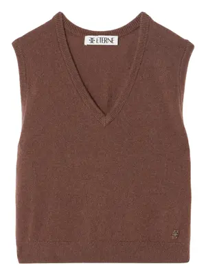 Eterne ÉTERNE Lenny Cropped Cashmere Vest Brown